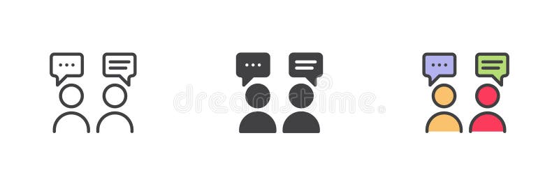 People Communication Icon Set in Line, Solid and Filled Outline Style ...