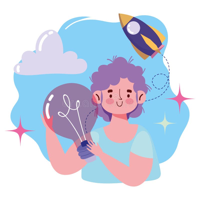 Boy Thinking Light Bulb Stock Illustrations – 405 Boy Thinking Light ...