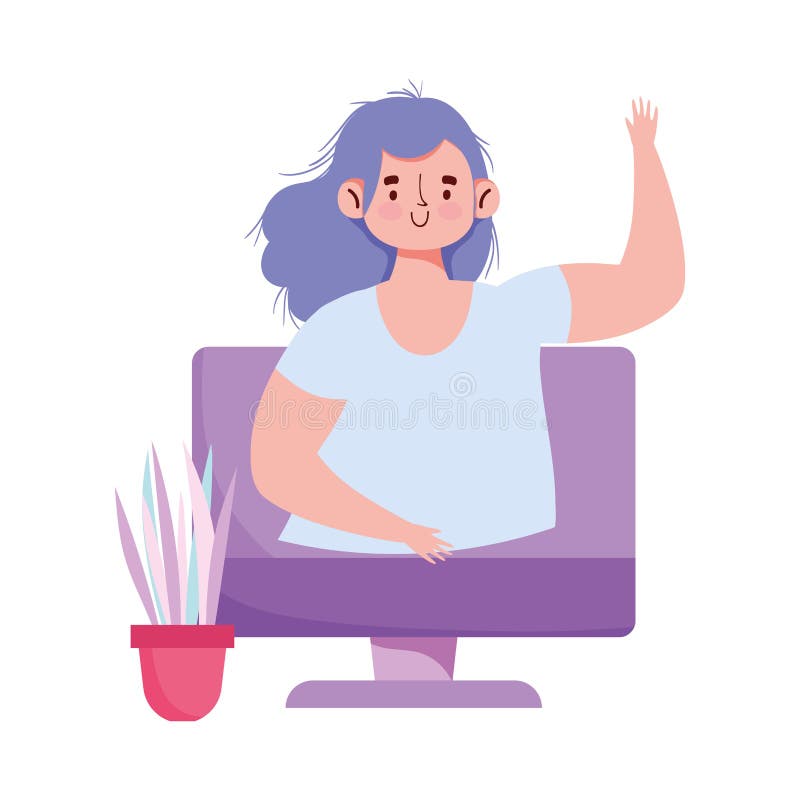 People Communication and Technology, Girl Computer Video Digital Stock ...