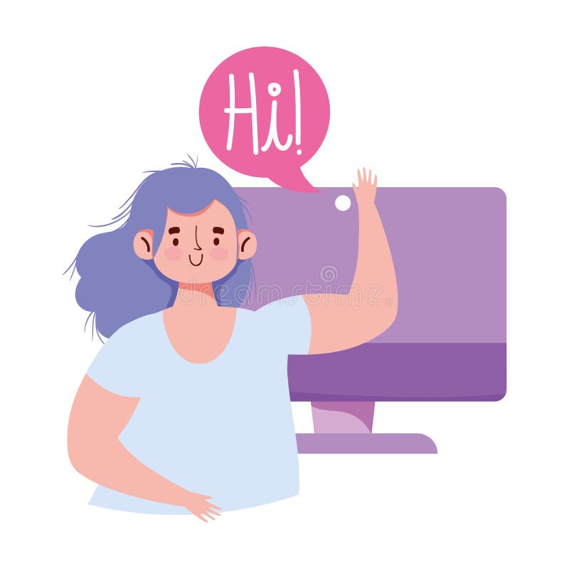 People Communication and Technology, Young Woman Computer Message ...