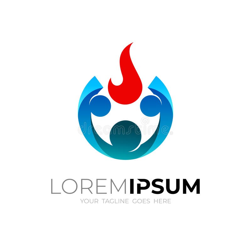 People Community Icon with Fire Design Template, Family Logos Stock ...