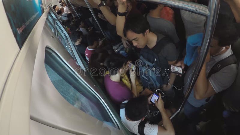 People Commuters Fill Inside Moving Train Stock Video - Video of subway ...