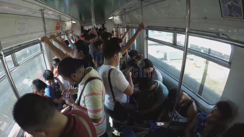 People Commuters Fill Inside Moving Train Stock Video - Video of subway ...