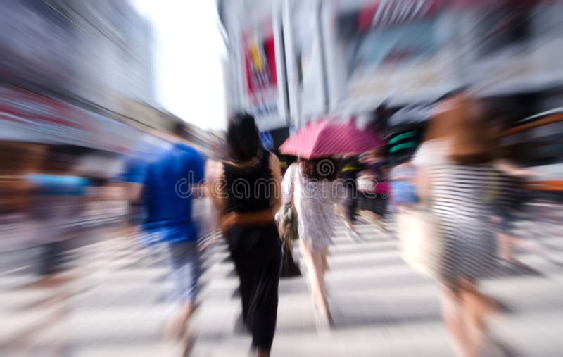People Commuting in Rush Hour at Zebra Crossing Stock Image - Image of ...