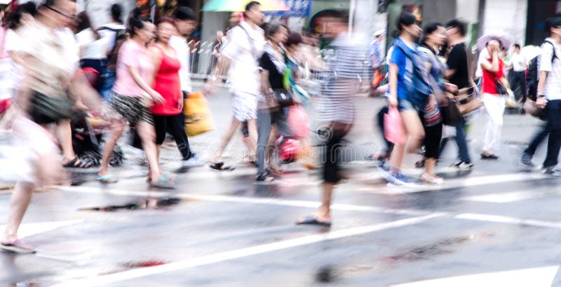 People Commuting in Rush Hour at Zebra Crossing Stock Photo - Image of ...