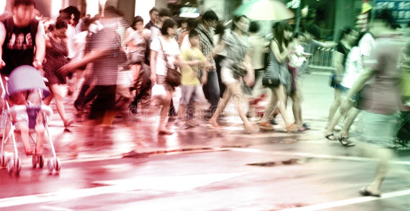 People Commuting in Rush Hour at Zebra Crossing Stock Image - Image of ...