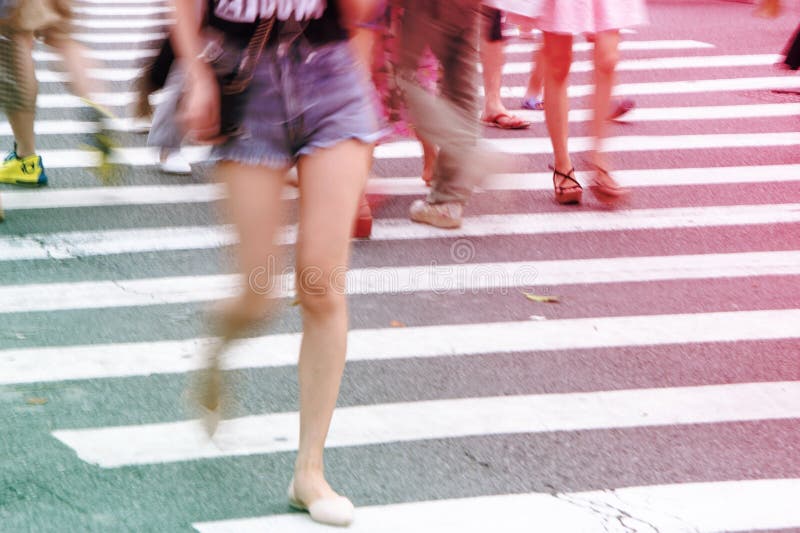 People Commuting in Rush Hour at Zebra Crossing Stock Image - Image of ...