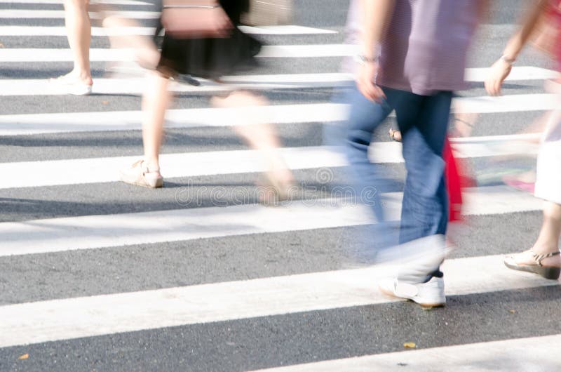 People Commuting in Rush Hour at Zebra Crossing Stock Photo - Image of ...