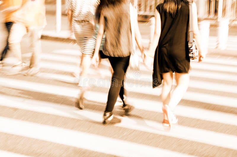 People Commuting in Rush Hour at Zebra Crossing Stock Image - Image of ...