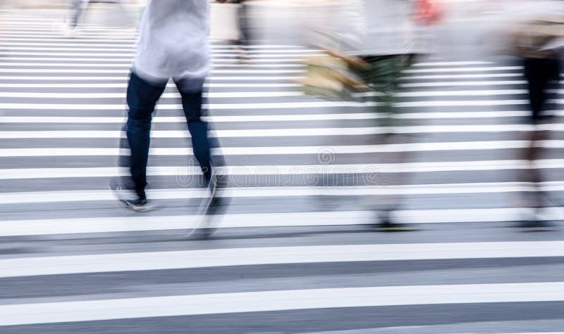 People Commuting in Rush Hour at Zebra Crossing Stock Photo - Image of ...