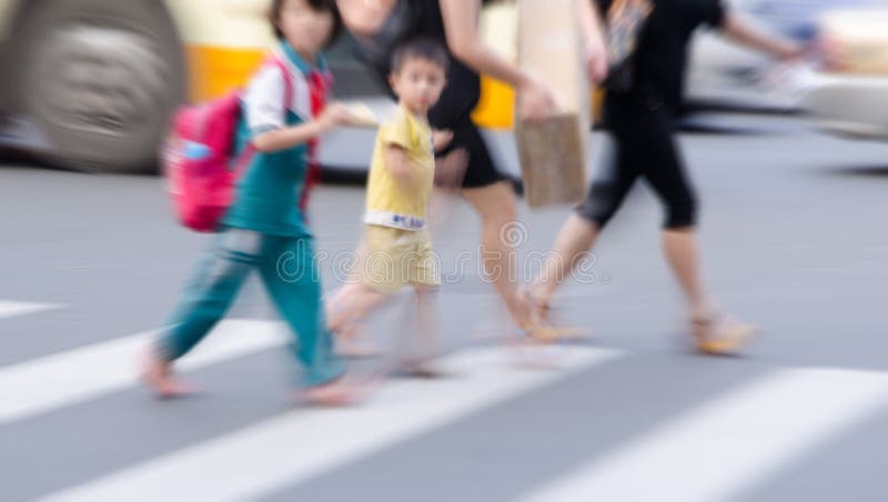 People Commuting in Rush Hour at Zebra Crossing Stock Image - Image of ...