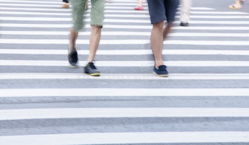 People Commuting in Rush Hour at Zebra Crossing Stock Image - Image of ...