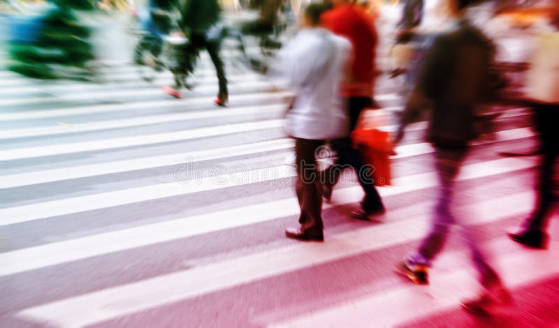 People Commuting in Rush Hour at Zebra Crossing Stock Photo - Image of ...