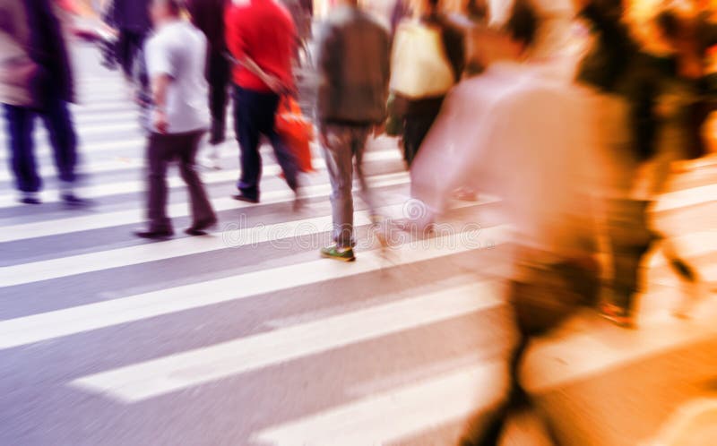 People Commuting in Rush Hour at Zebra Crossing Stock Image - Image of ...