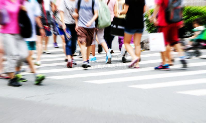 People Commuting in Rush Hour at Zebra Crossing Stock Image - Image of ...
