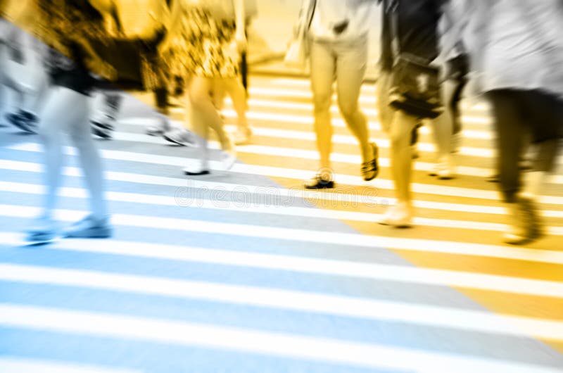 People Commuting in Rush Hour at Zebra Crossing Stock Image - Image of ...
