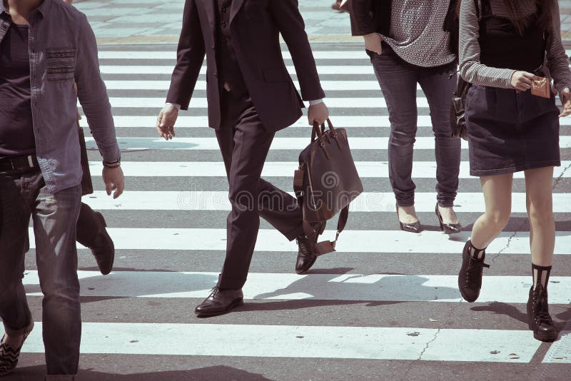People Commuting in Rush Hour Stock Photo - Image of avenue, crosswalk ...