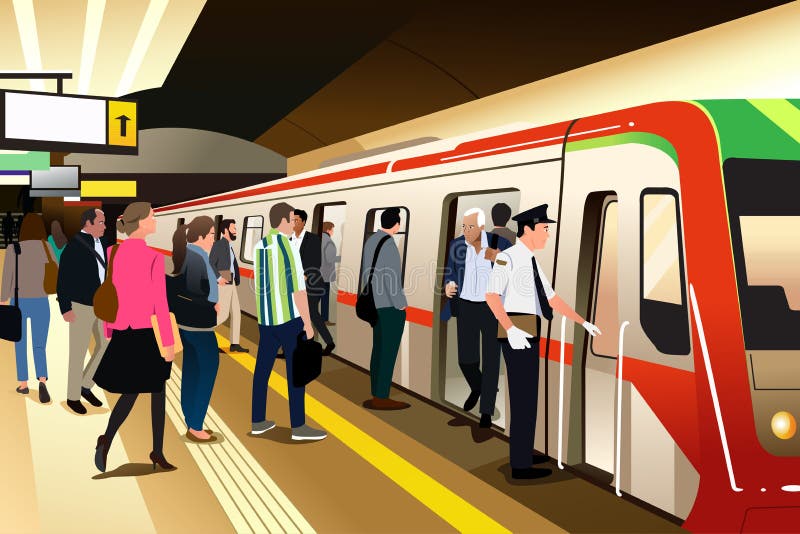 People Commuting Using Subway Vector Illustration Stock Vector ...