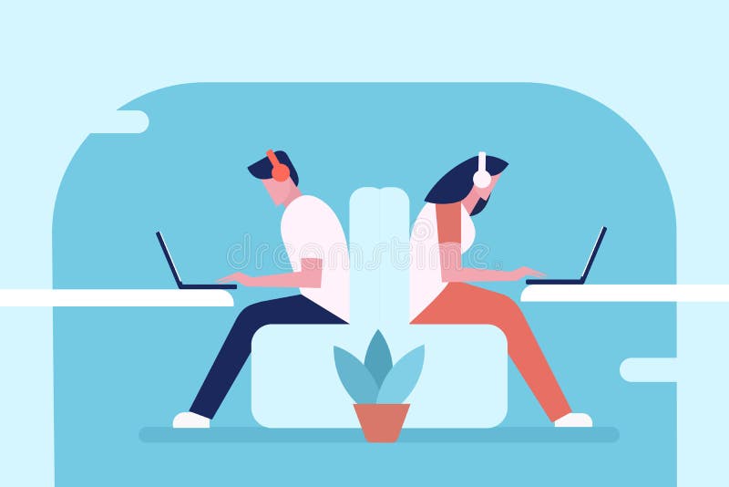 Illustration of People Working on Their Laptop Computers Stock Vector ...