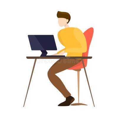 People with Computer. Character Working on Computer Stock Vector ...