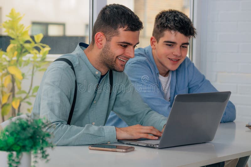 People with Computer on the Desk Stock Photo - Image of laptop, online ...