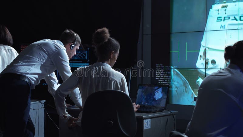 People at Computers in Space Center Stock Footage - Video of management ...