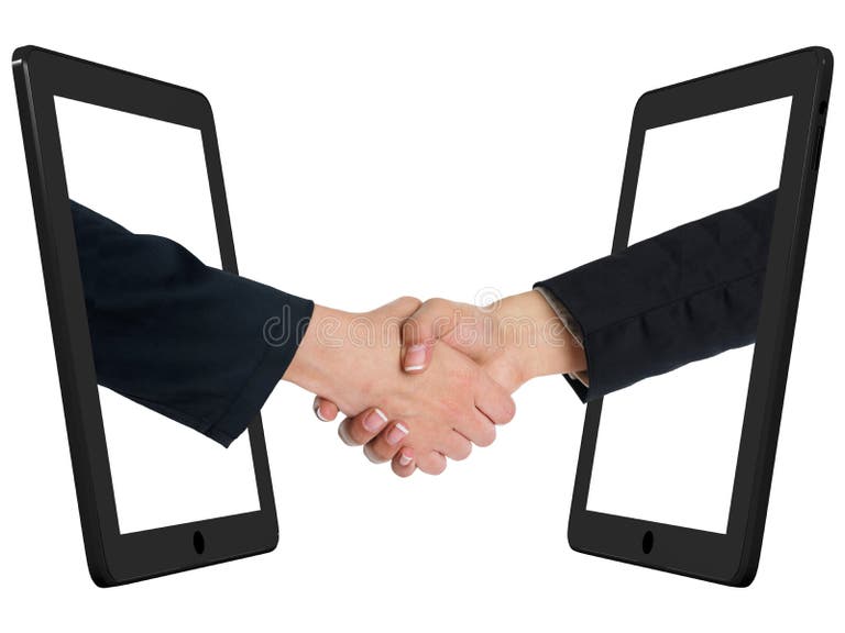 People in Comunication - Virtual Handshaking Stock Image - Image of ...