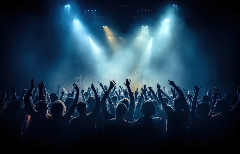 People in a Concert with Their Hands Raised Stock Photo - Image of ...