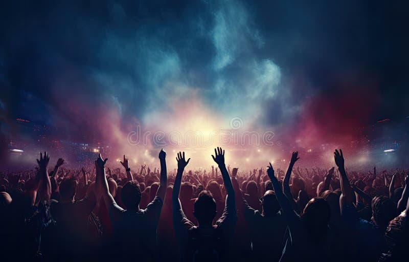 People in a Concert with Their Hands Raised Stock Photo - Image of ...