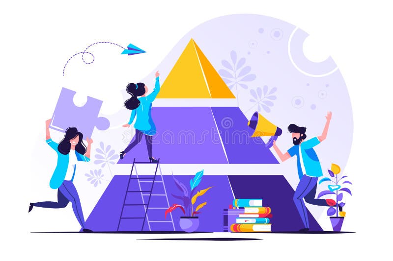 People Connect the Elements of the Pyramid Stock Vector - Illustration ...
