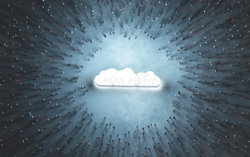 People Connect To Cloud Computing System Stock Illustration ...