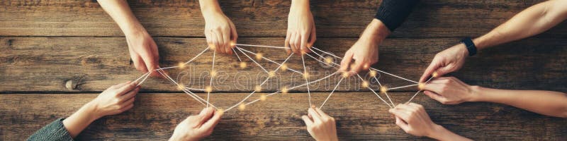 People Connect To Each Other with String and Create Network Concept ...