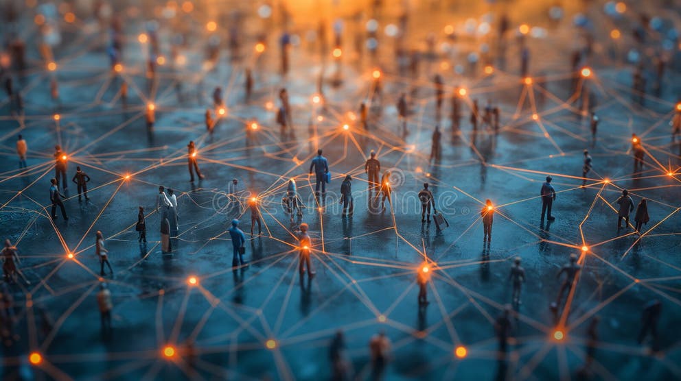 People Connected by Network of Lights, Concept of Globalization and ...