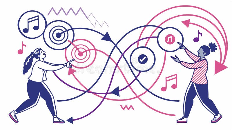 People Connected by Swirling Music Notes Symbolizing Shared Melody ...