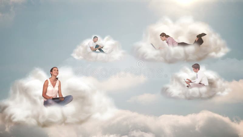 Cloud Computing Network with Laptops and Mobile Devices. Digital ...