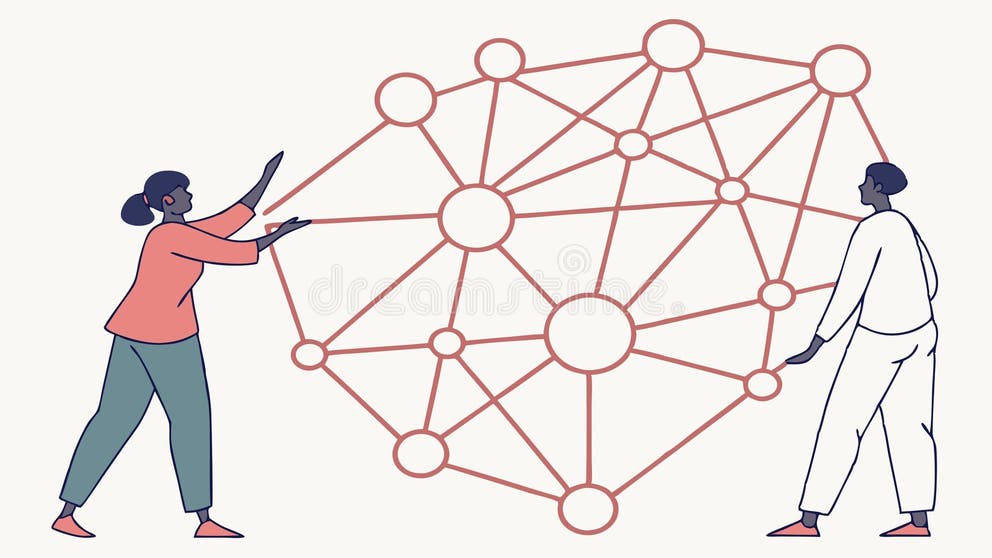 People Connecting Data Network Points, Vector Design Generative AI Stock Vector - Illustration ...