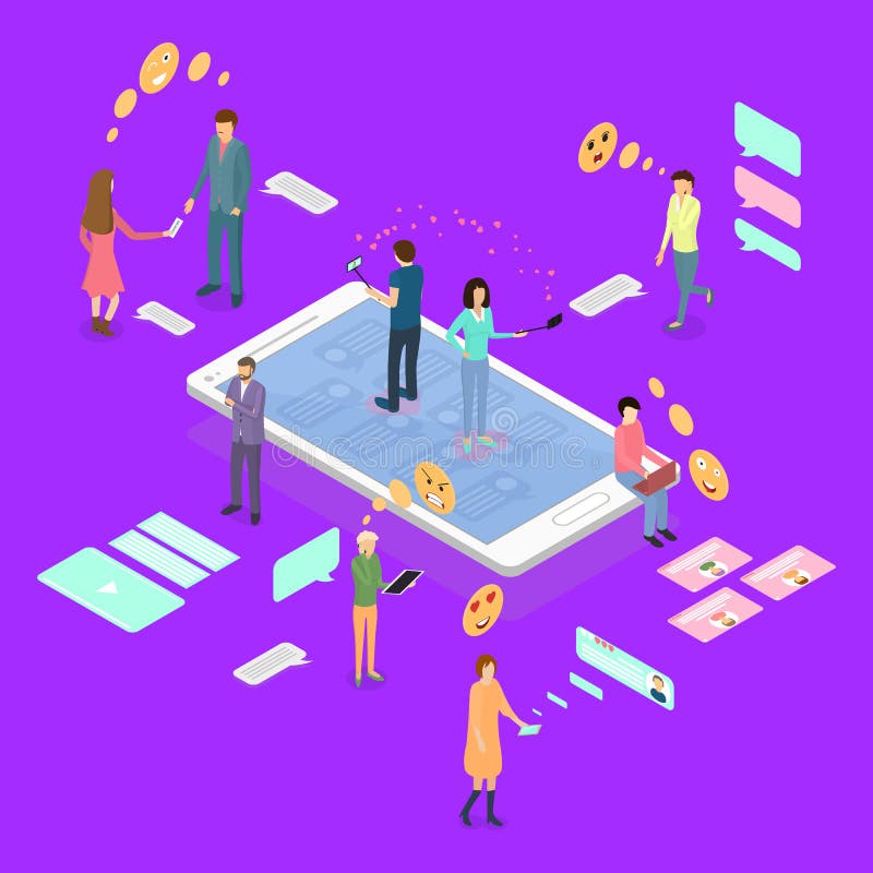 People Connecting Devices Concept Ad 3d Isometric View. Vector Stock ...