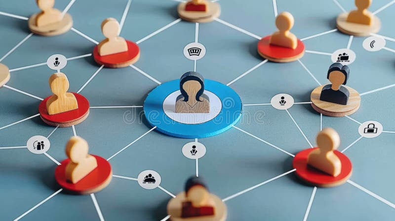 People Connecting with Lines on a Blue Diagram Background. Connection ...