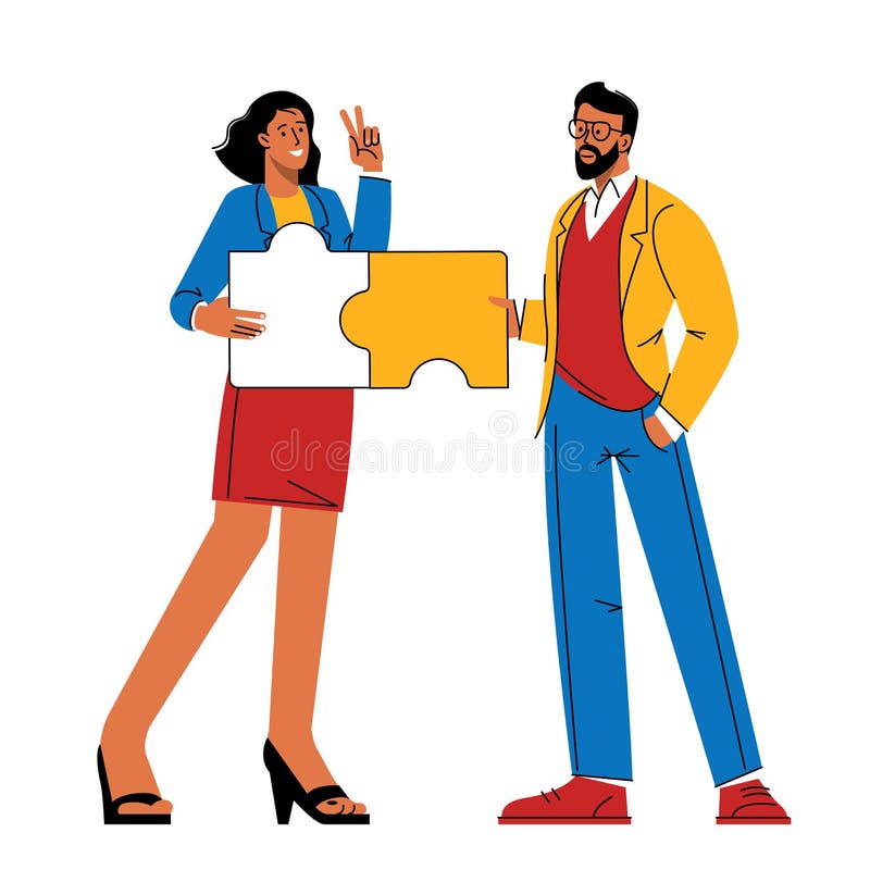 People Connecting Puzzle Elements Stock Vector - Illustration of ...