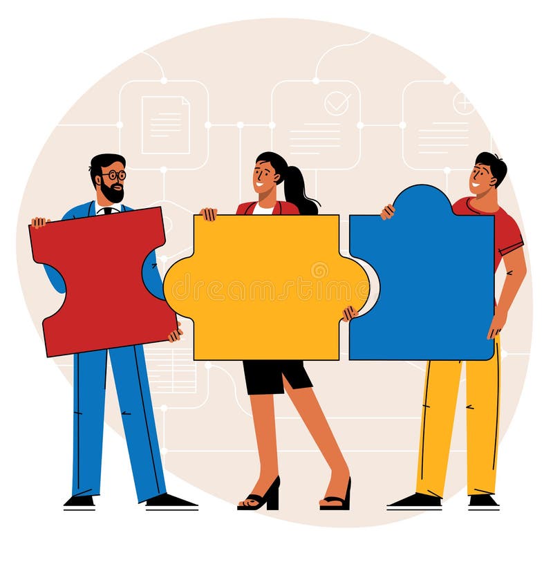 People Connecting Puzzle Elements. Stock Vector - Illustration of ...