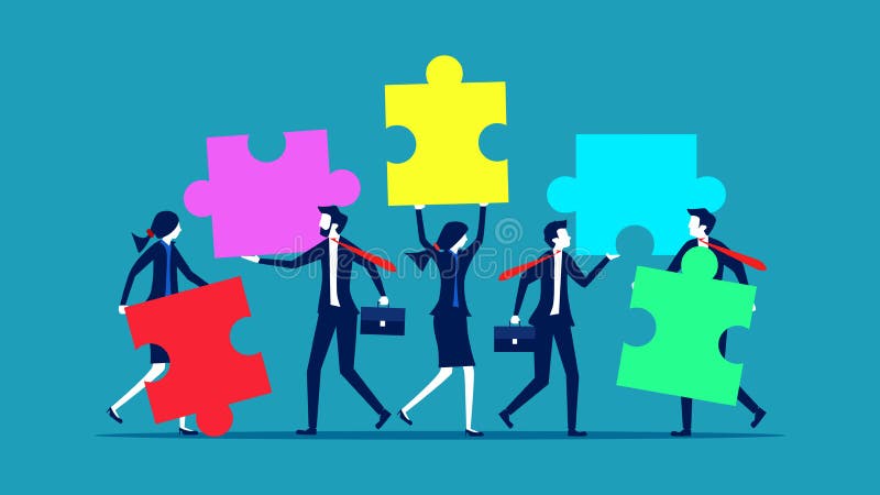 People Connecting Puzzle Elements. Symbol of Teamwork or Cooperation ...