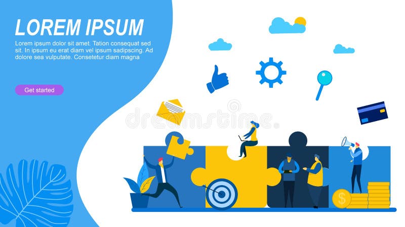 People Connecting the Elements of the Columns.Tiny People Character ...