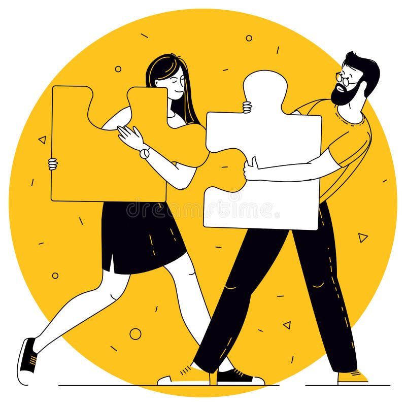 People connecting puzzle stock vector. Illustration of office - 219720867