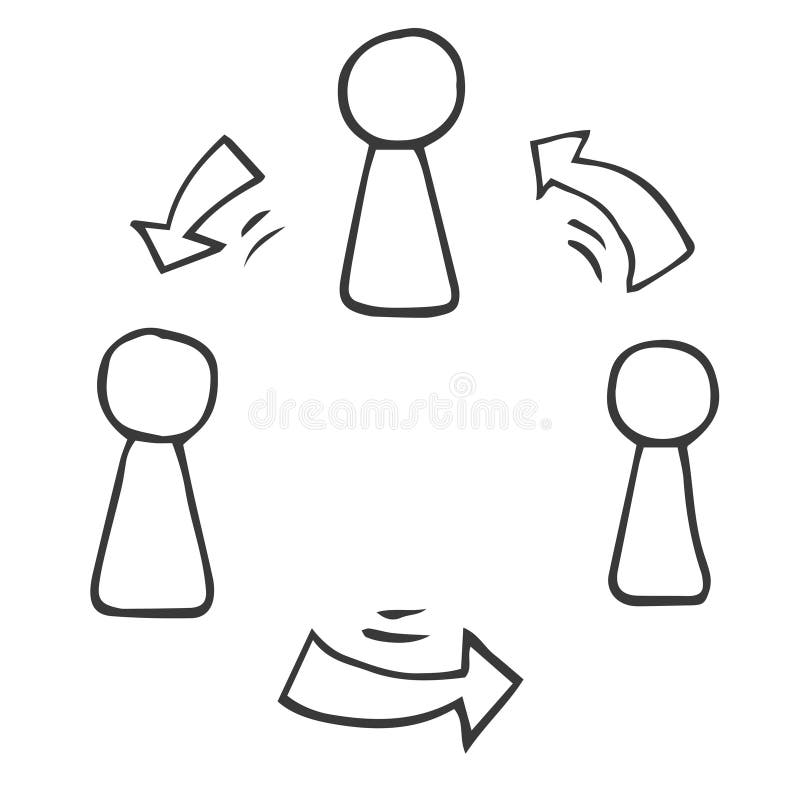People Connection, Social Network, Link, Teamwork. Hand Drawn Icon ...