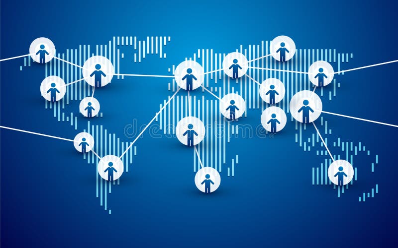 People Connection World Map Stock Illustration - Illustration of crowd ...