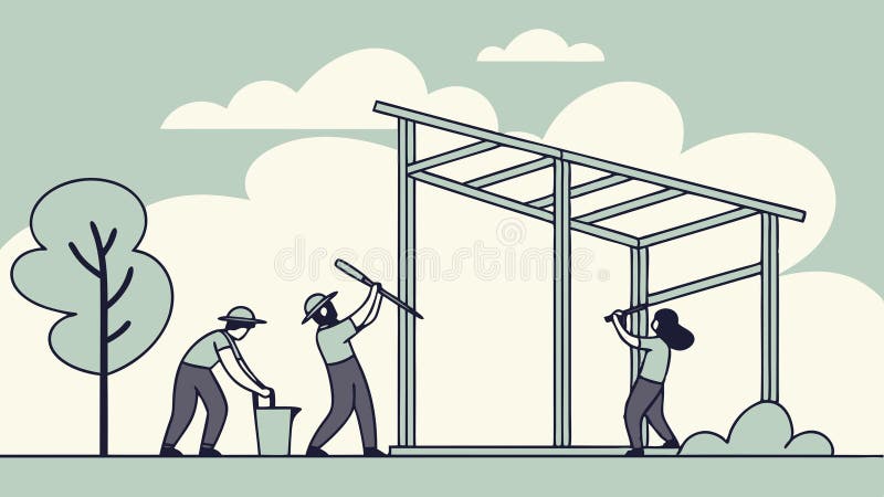 People Constructing Building Framework, Symbolizing Teamwork and ...