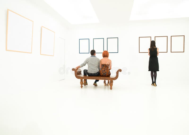 People Contemplating Artworks Stock Photo - Image of event, border ...