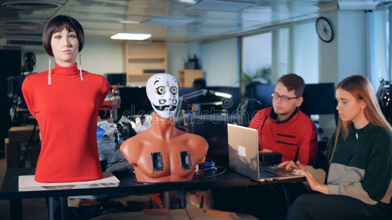 Two Engineers Controlling Robots, Close Up. Stock Footage - Video of ...