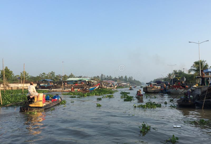 People Control Motorboat on River in Ben Tre, Vietnam Editorial Image ...