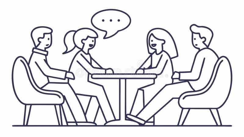 People Conversing at Table Vector, Discussion and Socializing, Vector ...